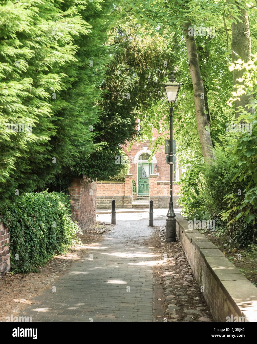 Nantwich Town Centre and Victorian Alleyway with Trees and a Pathway ...