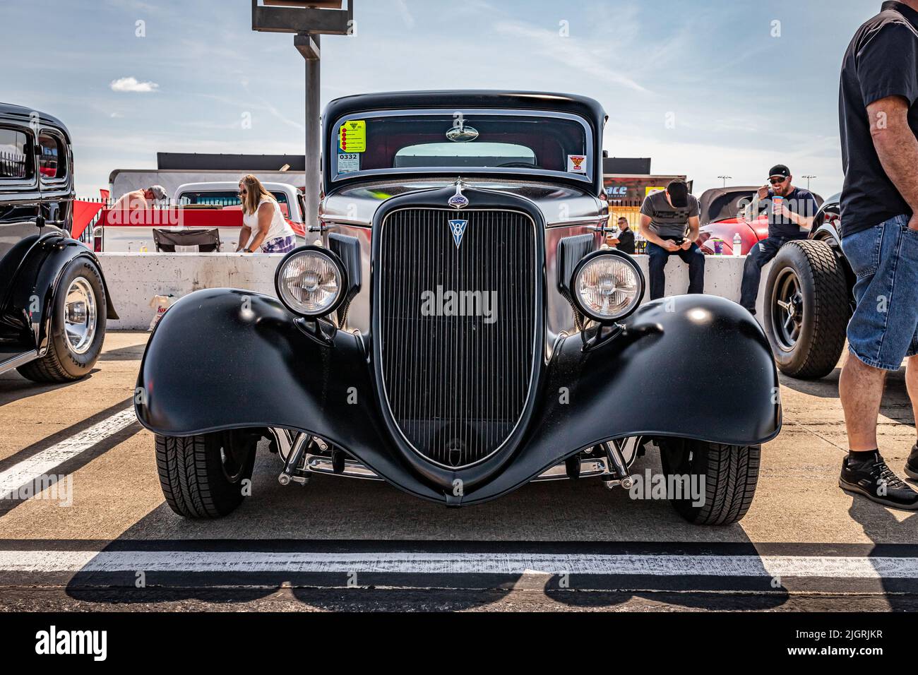 Lebanon, TN - May 14, 2022: Low perspective front view of a 1934 Ford ...