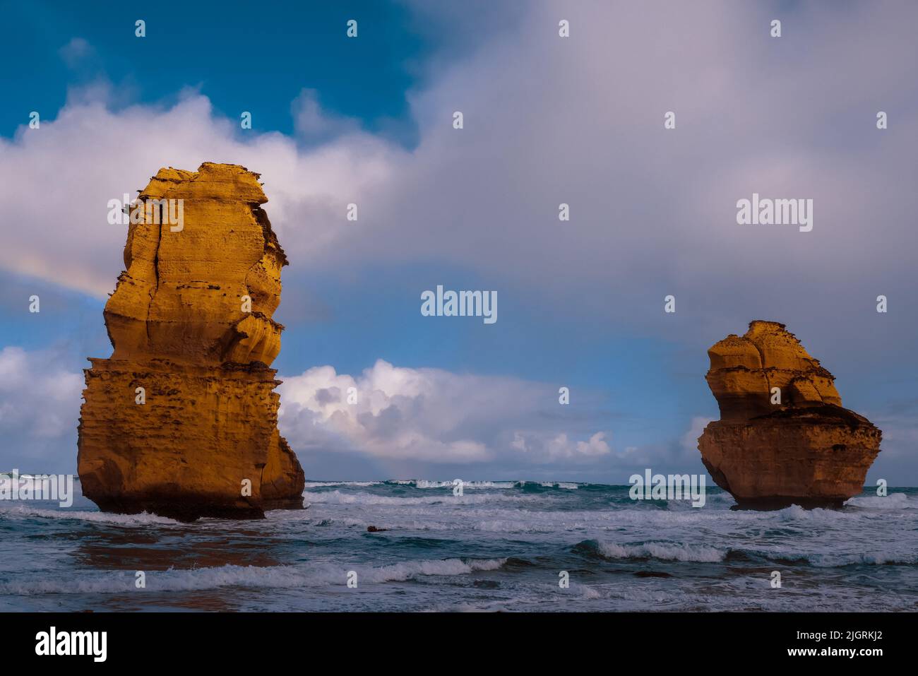 A panoramic view of sea stack formation at Gibson Steps, Australia ...