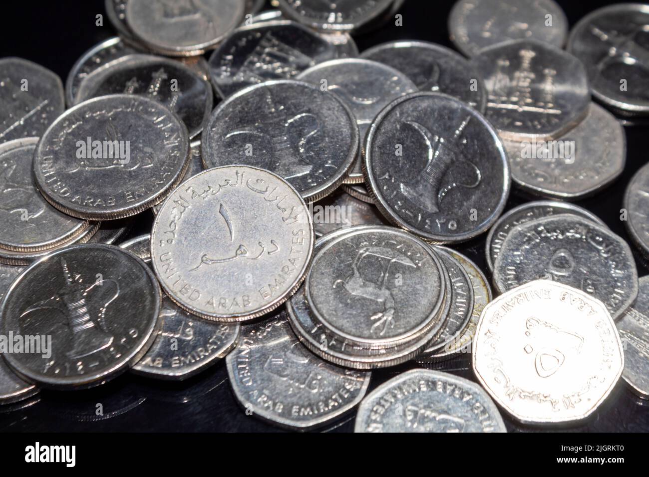 Uae coins pile hi-res stock photography and images - Alamy