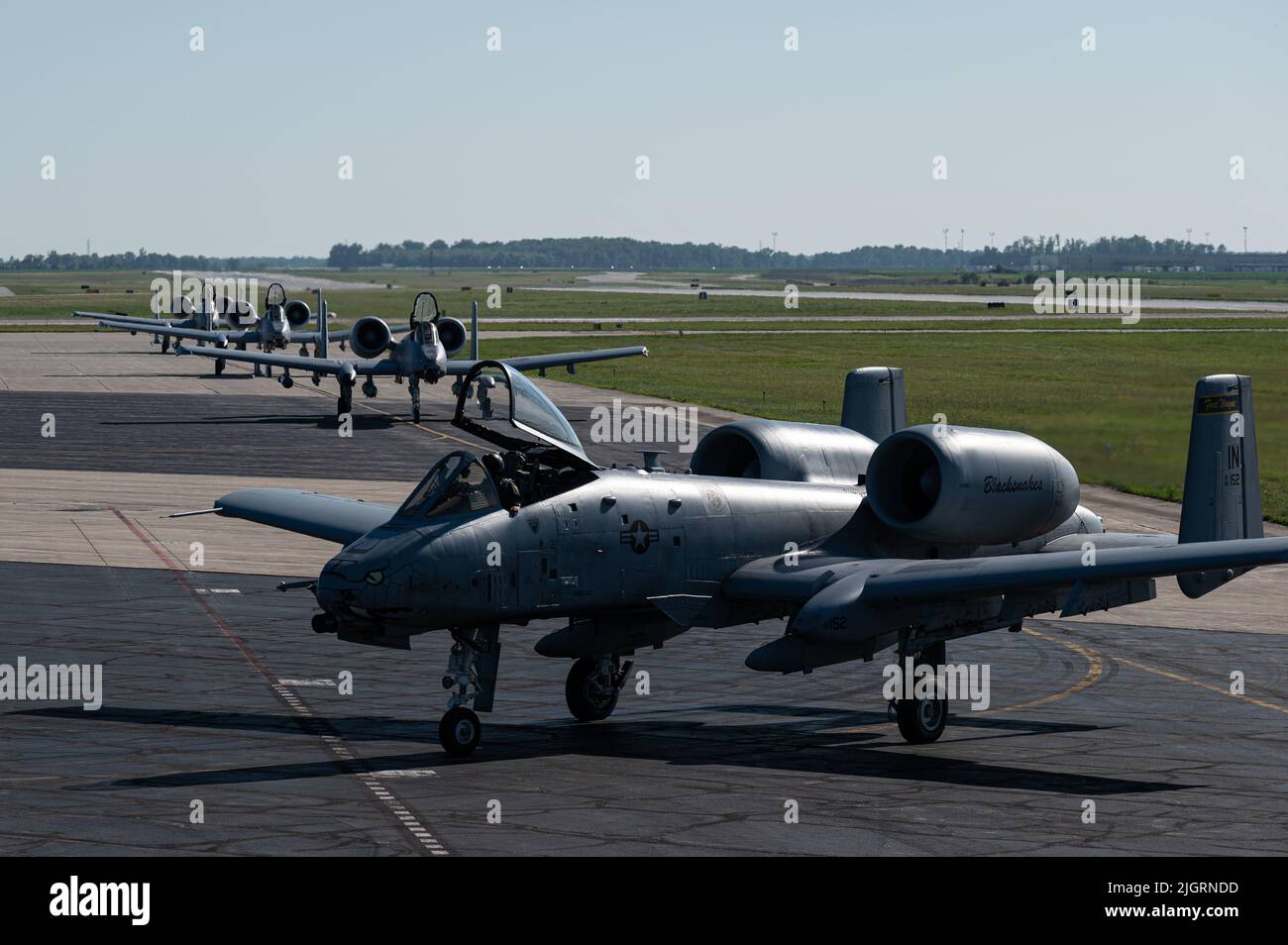 A-10C Thunderbolt II aircraft, assigned to the 122nd Fighter Wing, taxi ...