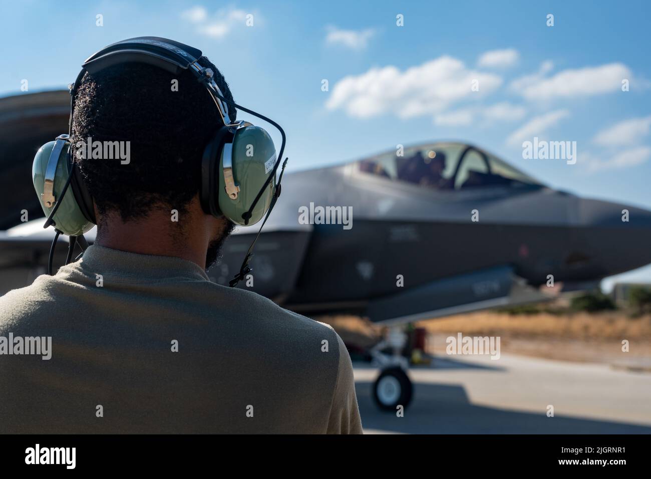 U.S. Air Force Senior Airman Jay Wilder, a crew chief assigned to the ...