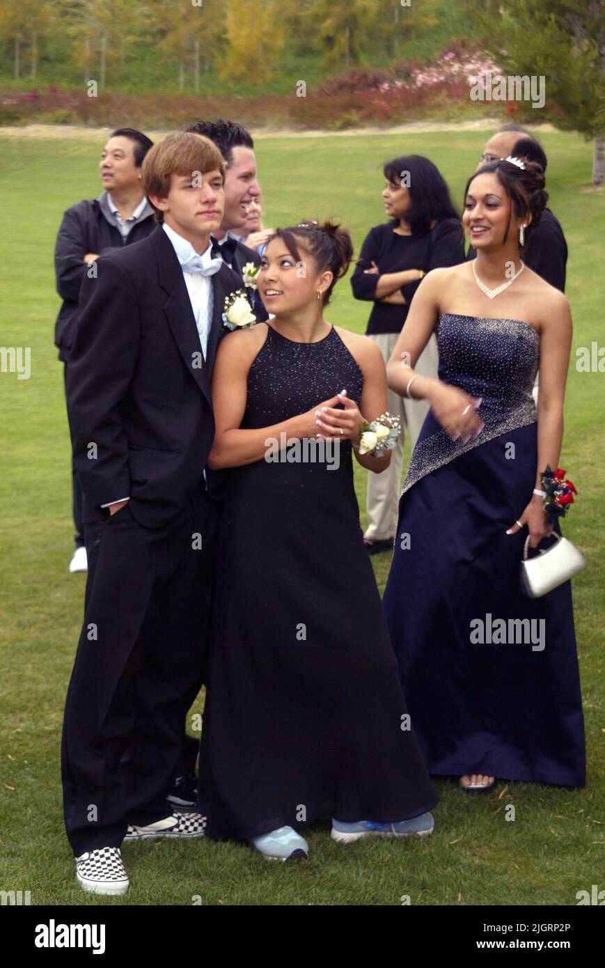 Formally dressed Southern California teens congregate in a park before ...