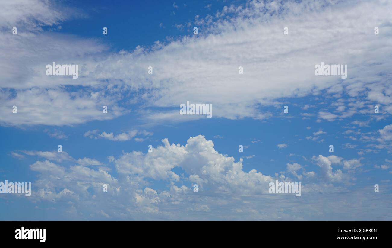 WIspy and cumulus clouds and blue sky for background use or sky ...