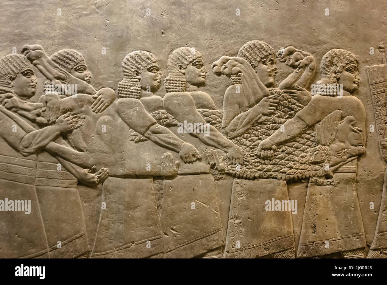 Assyrian reliefs displayed at the British Museum in London, England ...