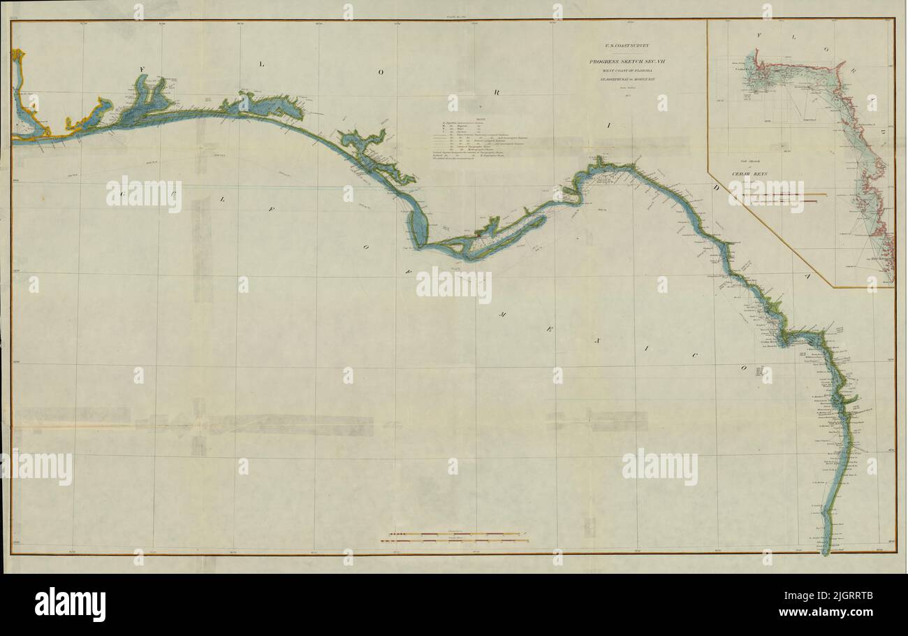 US Coast Survey Map of West Coast of Florida, St. Joseph Bay to Mobile ...