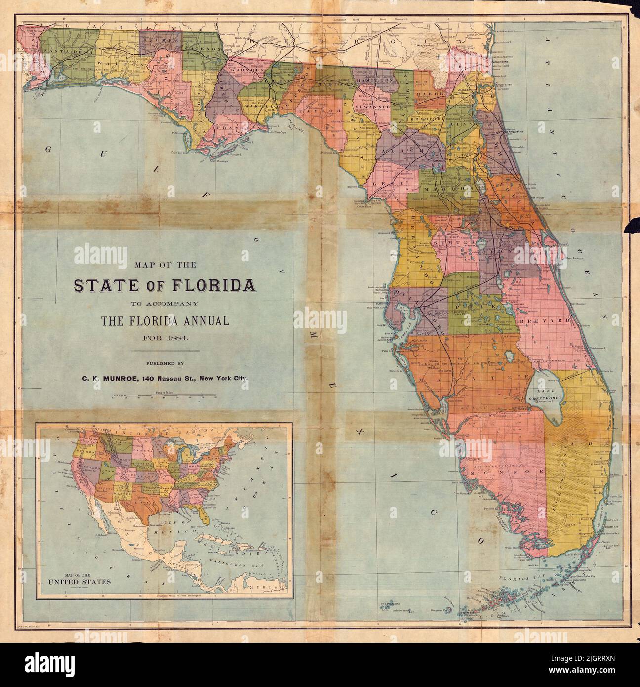 1880s united states map hi-res stock photography and images - Alamy