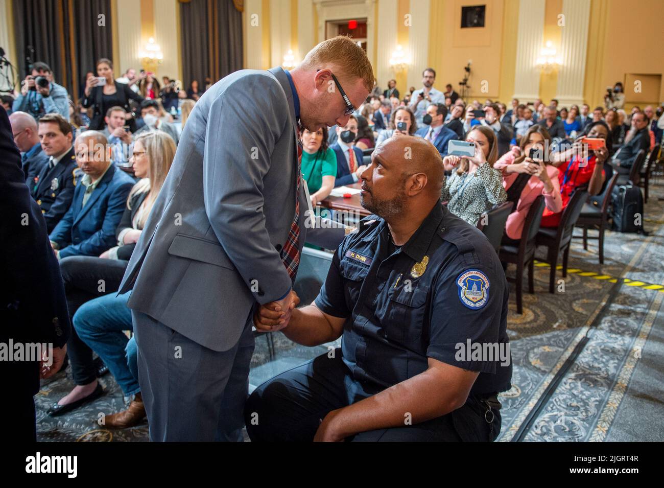 Washington, DC, US, July 12, 2022. Stephen Ayres, left, who pleaded ...