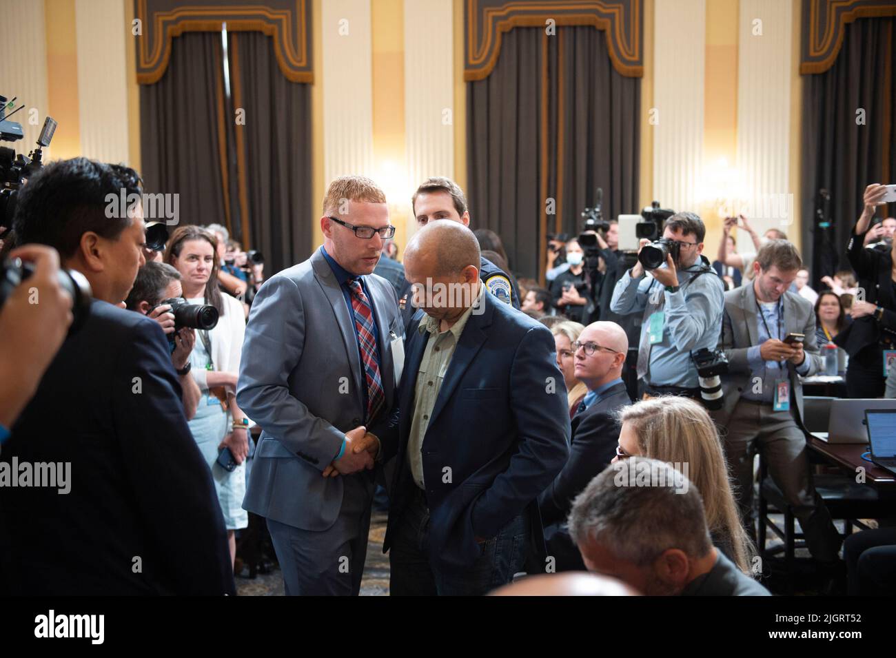 Washington, DC, US, July 12, 2022. Stephen Ayres, left, who pleaded ...