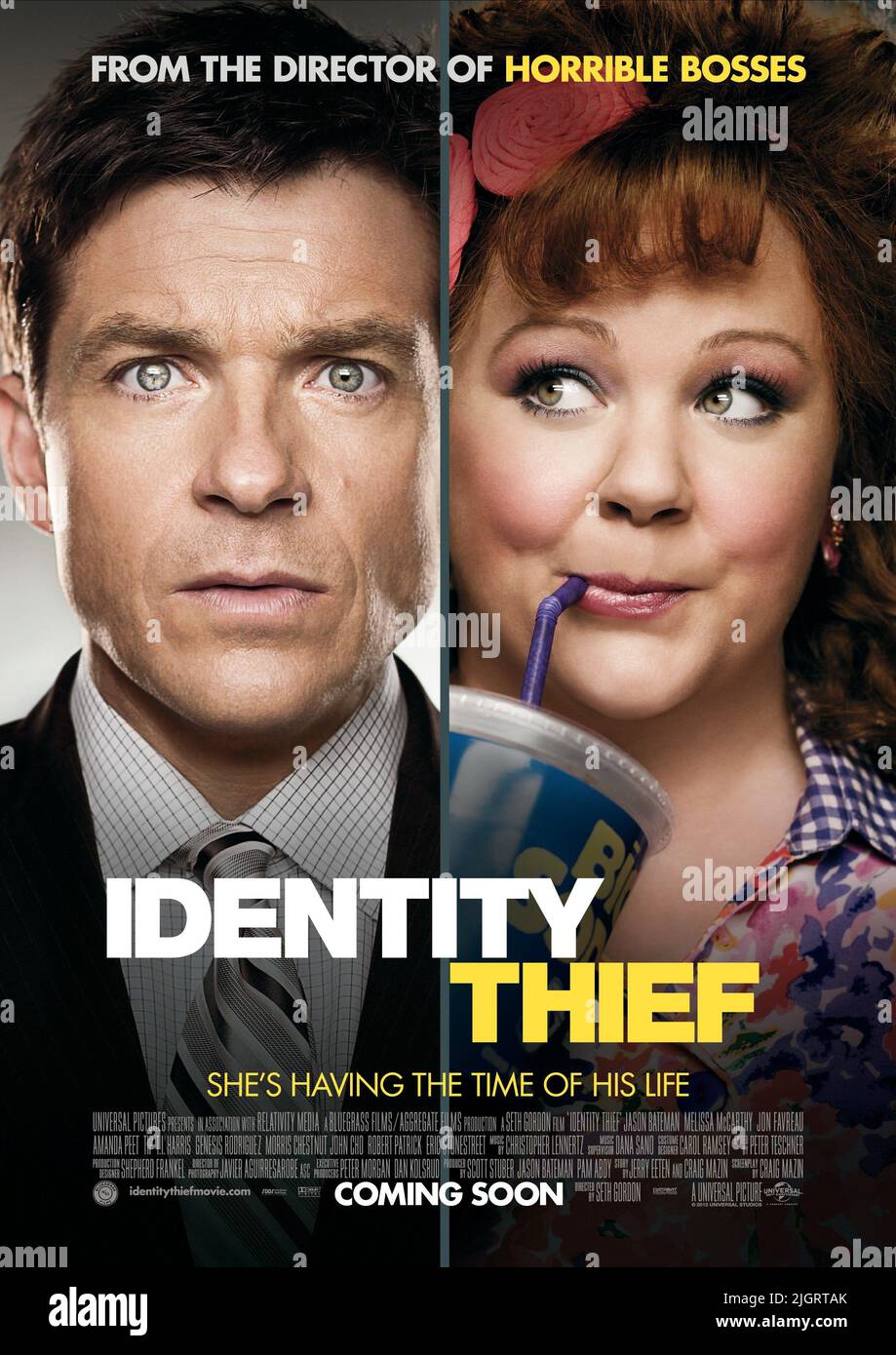 JASON BATEMAN, MELISSA MCCARTHY POSTER, IDENTITY THIEF, 2013 Stock ...