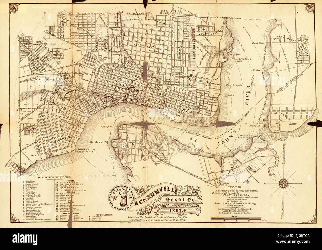 Map of the City of Jacksonville, Duval County, Florida, 1887, by J ...