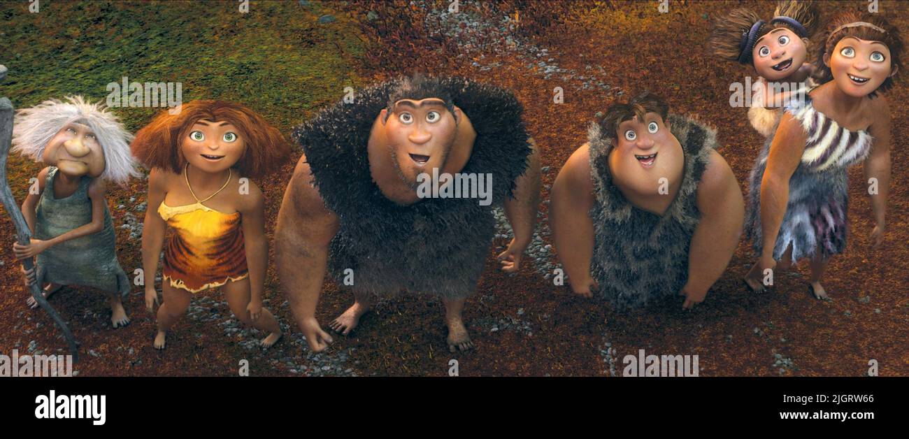 GRAN, EEP, GRUG, THUNK, SANDY, UGGA, THE CROODS, 2013 Stock Photo - Alamy