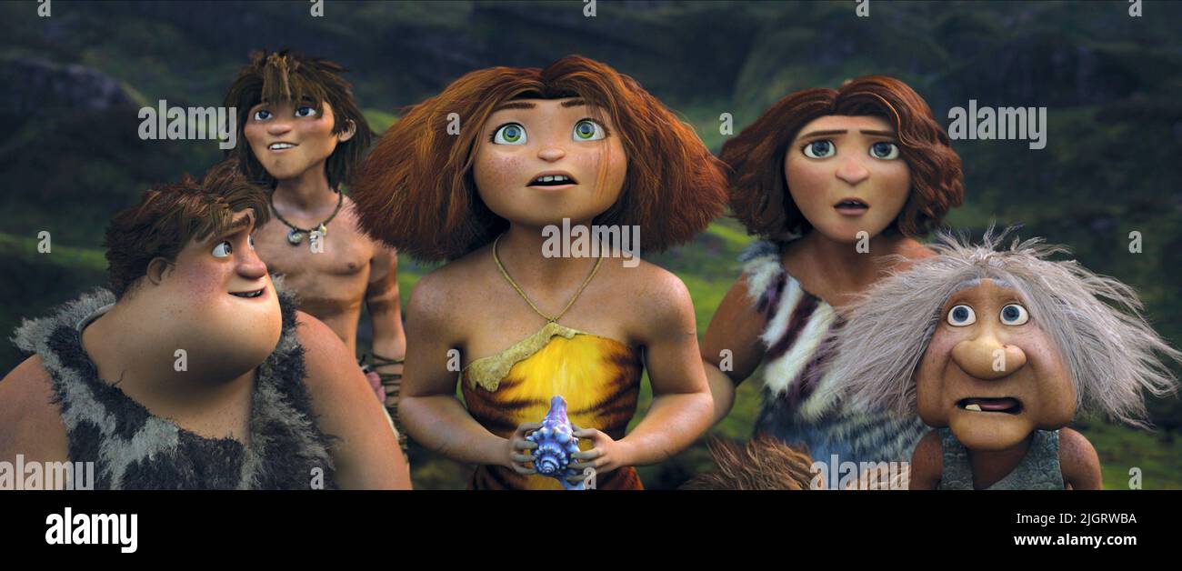 THUNK,GUY,EEP,UGGA,GRAN, THE CROODS, 2013 Stock Photo - Alamy
