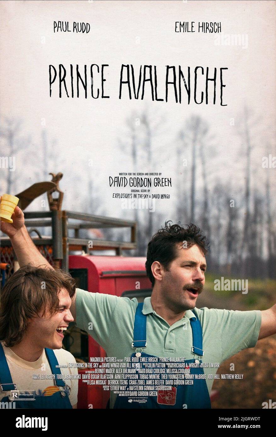 EMILE HIRSCH, PAUL RUDD POSTER, PRINCE AVALANCHE, 2013 Stock Photo - Alamy