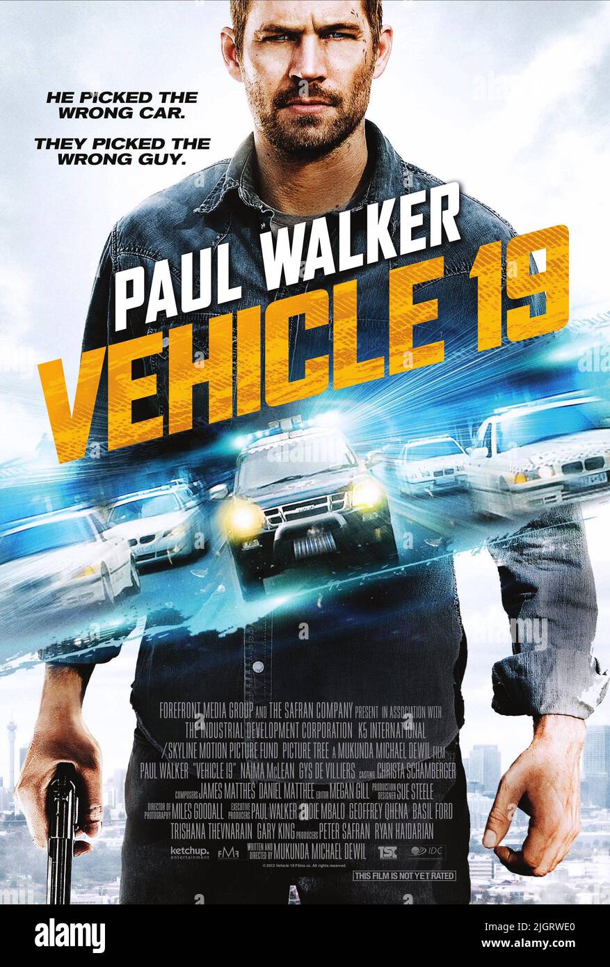 PAUL WALKER POSTER, VEHICLE 19, 2013 Stock Photo - Alamy