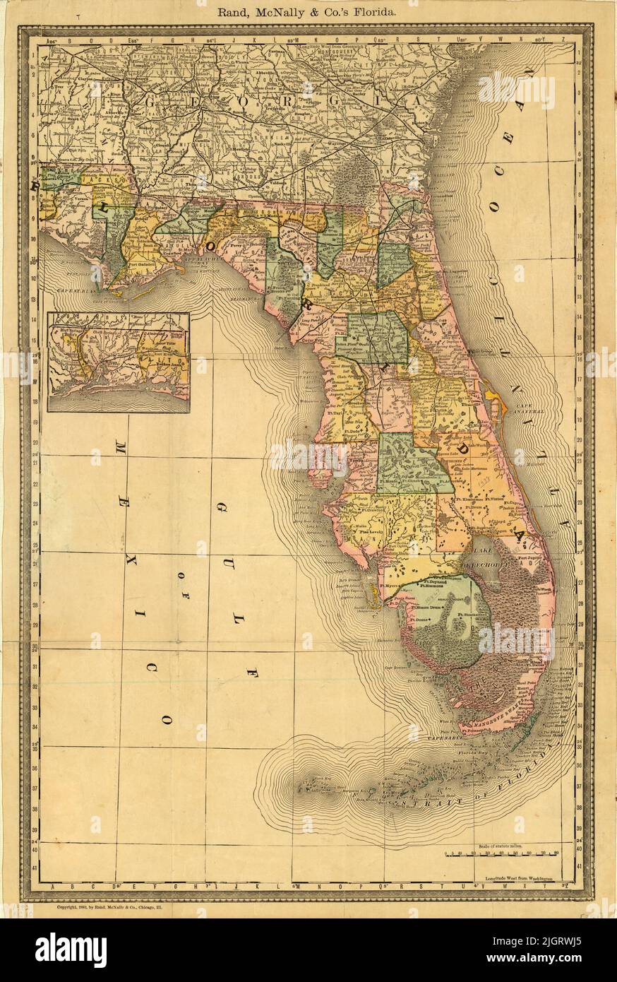 1800s florida map hi-res stock photography and images - Alamy