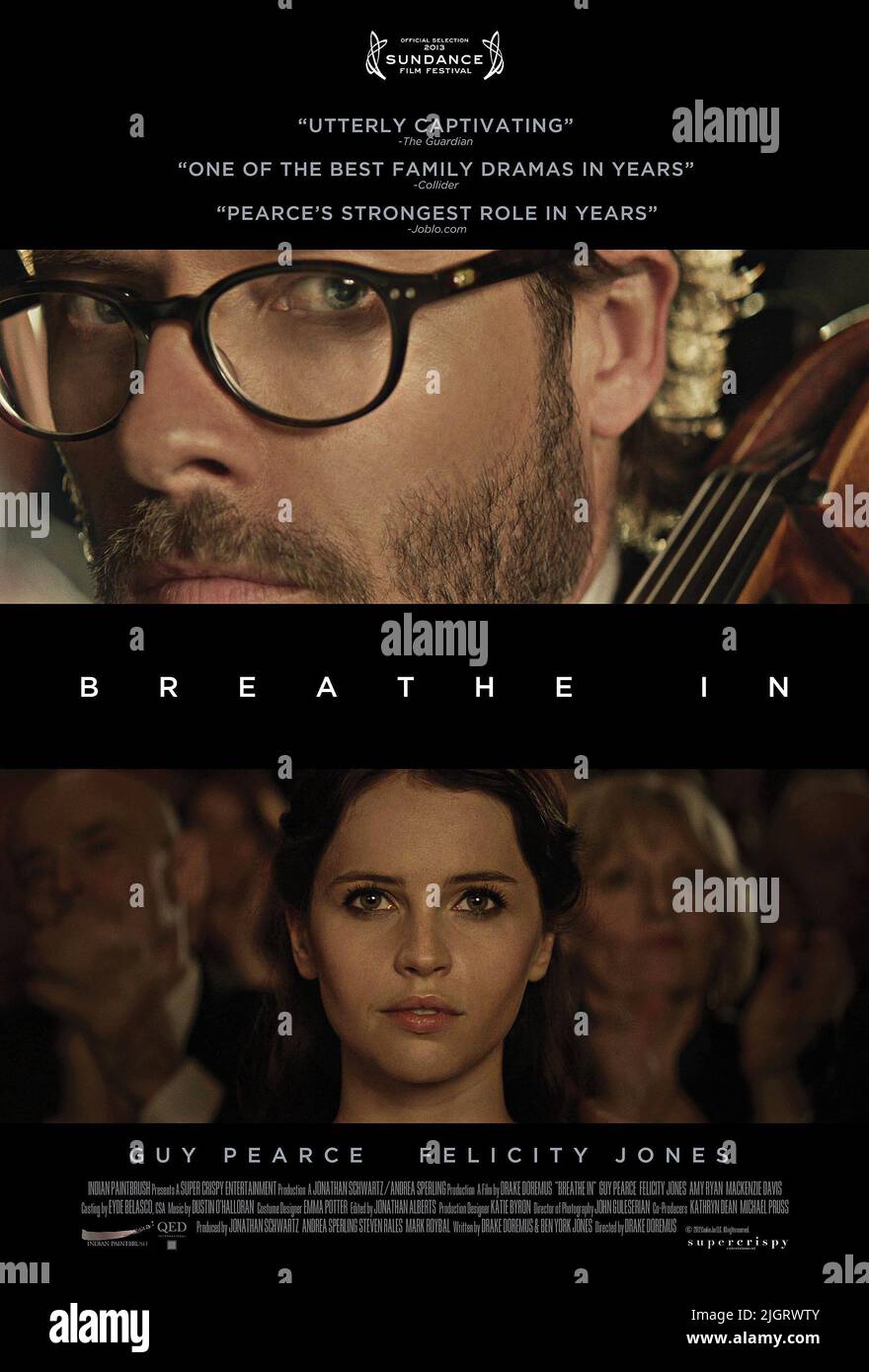GUY PEARCE, FELICITY JONES POSTER, BREATHE IN, 2013 Stock Photo - Alamy