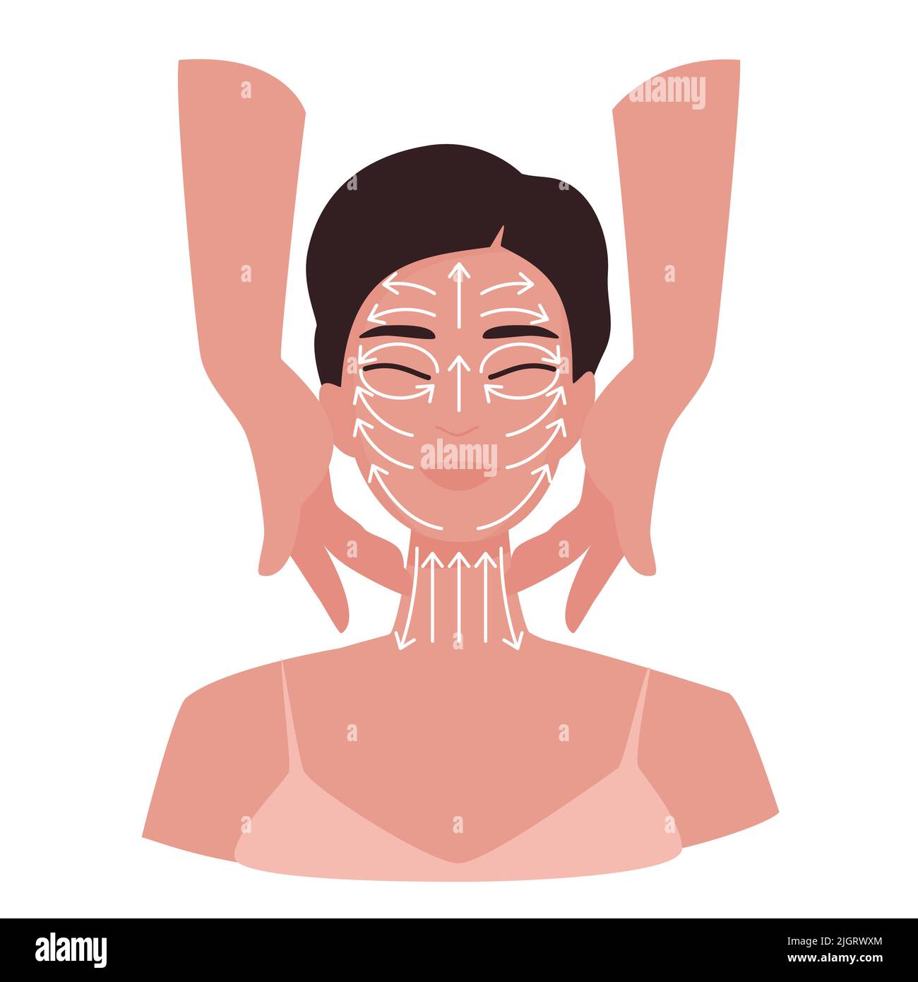Infographic Top View On Facial Massage Lines Stock Vector Image And Art