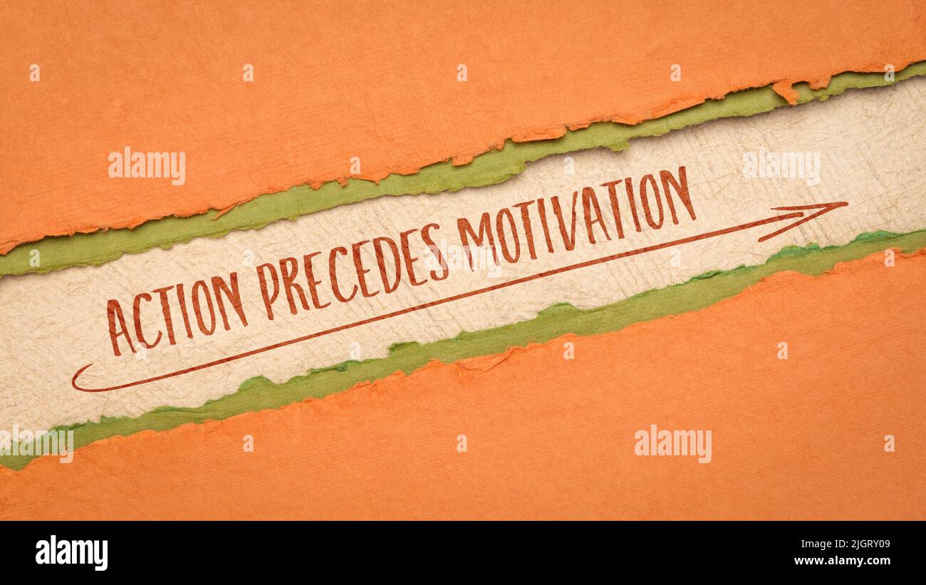 action precedes motivation diagonal web banner - inspirational ...