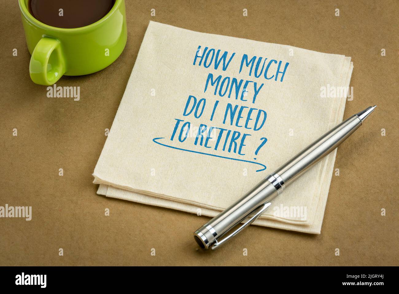 How much money do I need to retire? Finance and retirement planning concept, handwritten ...