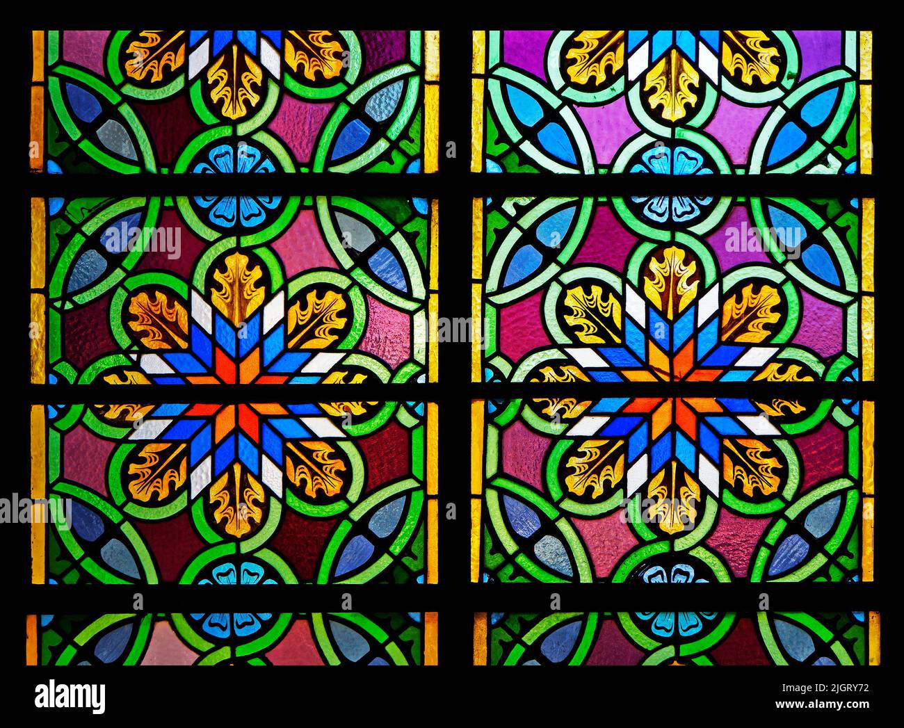 RIO DE JANEIRO, BRAZIL - JULY 12, 2017: Detail of stained glass in ...