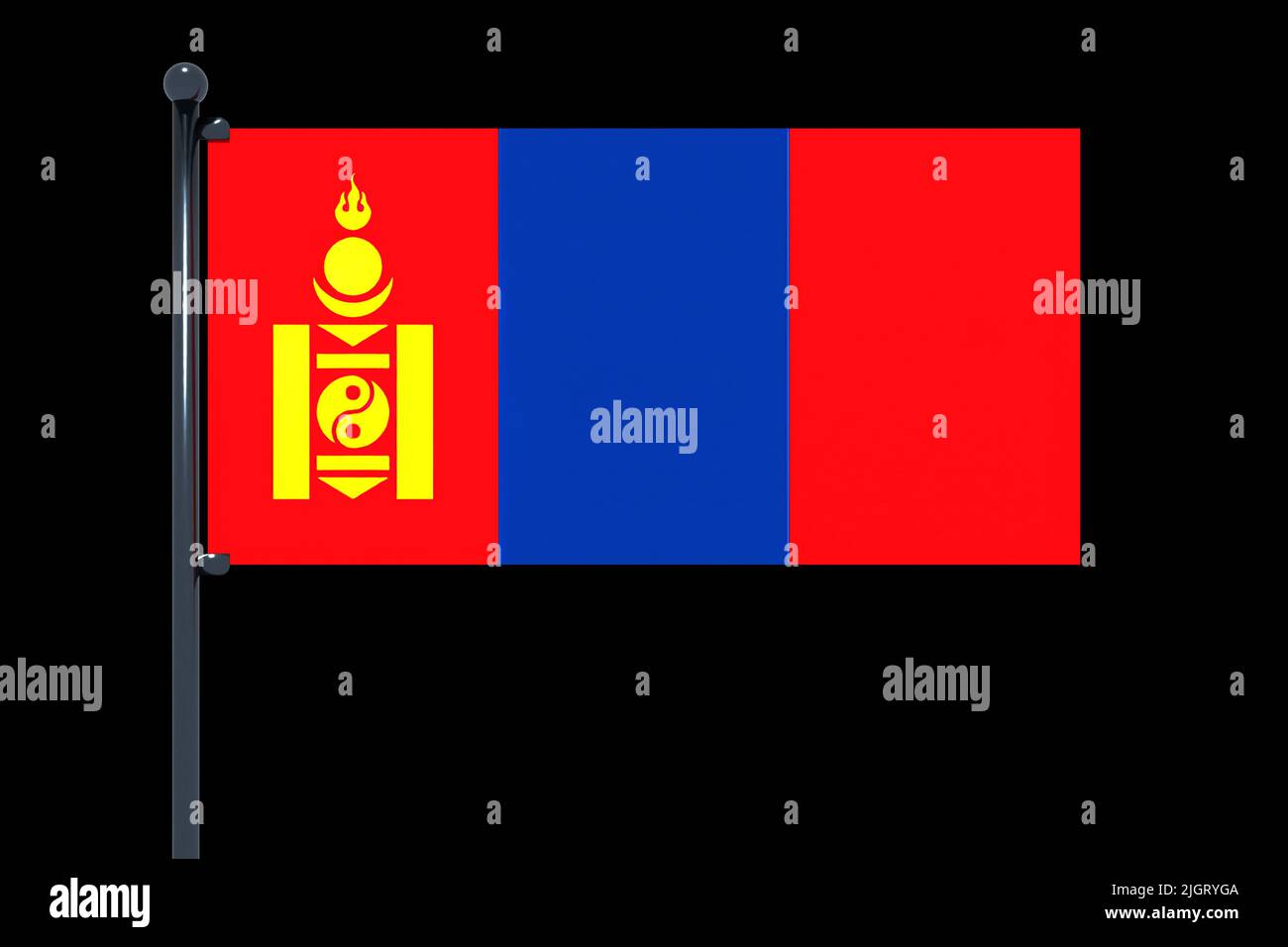 A simple illustration of the flag of Mongolia on a black background ...