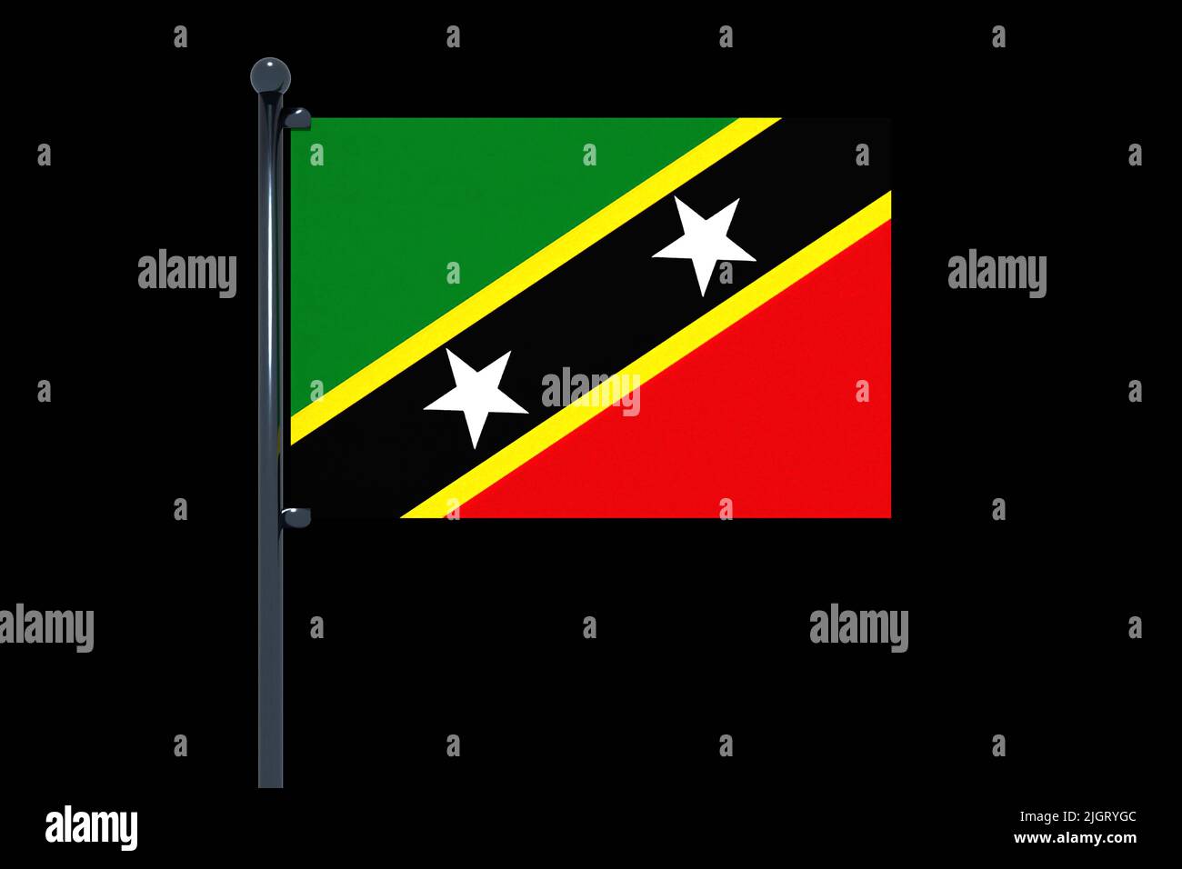 A simple illustration of the flag of Saint Kits and Nevis on a black ...