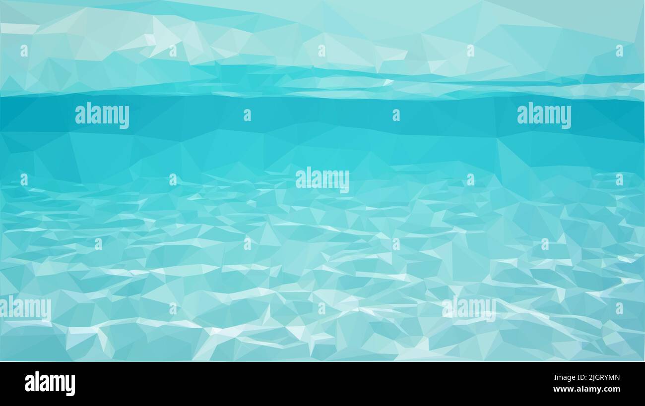 A vector illustration in low poly art of a blue sea with waves Stock ...