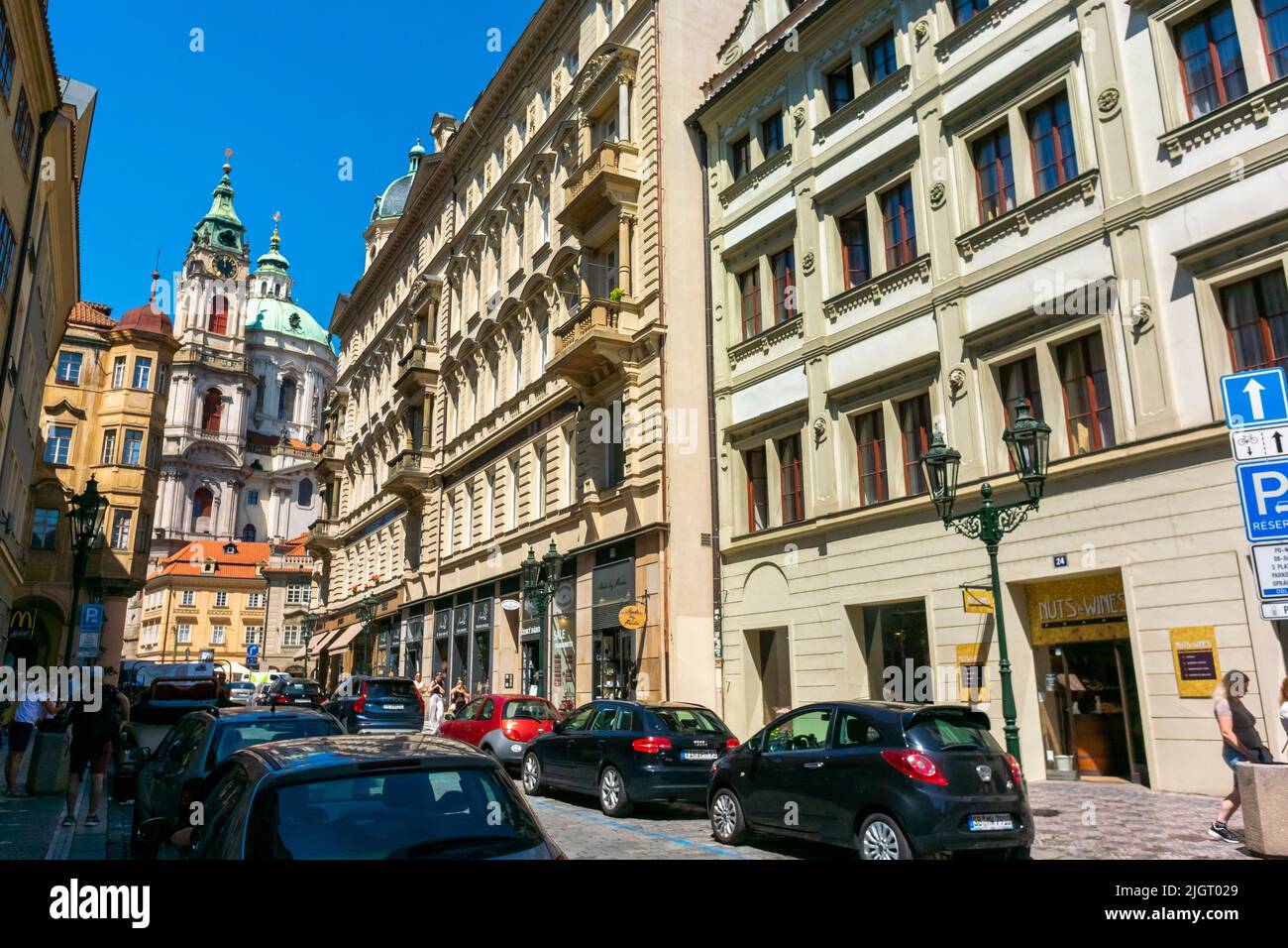 Prague, Czech Republic, Street Scenes in Old Town Center, Old Buildings, apartment building ...