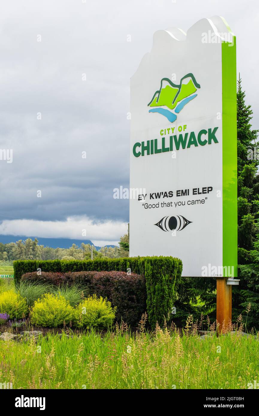 Welcome to Chilliwack sign, Chilliwack, British Columbia, Canada Stock ...