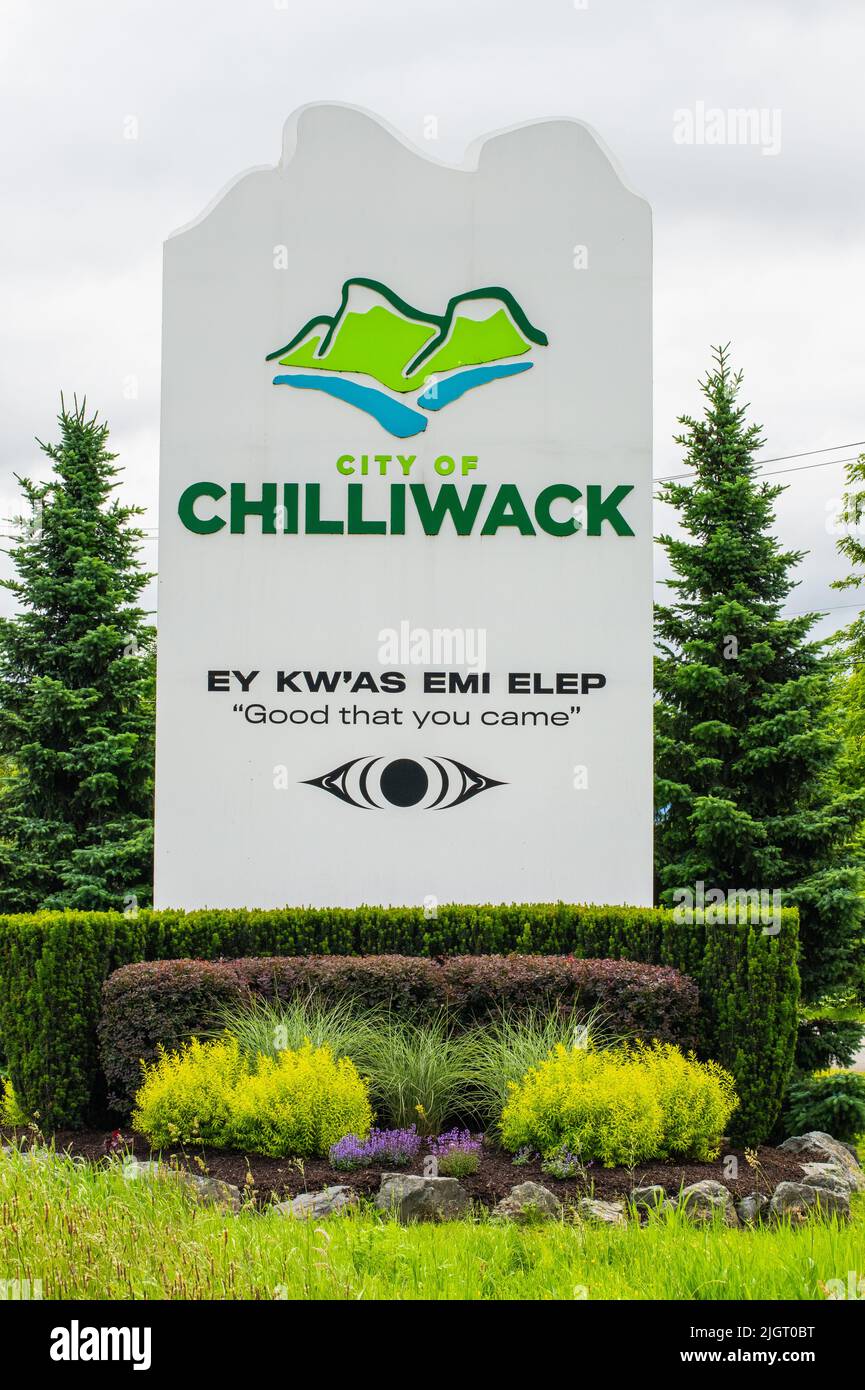 Welcome to Chilliwack sign, Chilliwack, British Columbia, Canada Stock ...