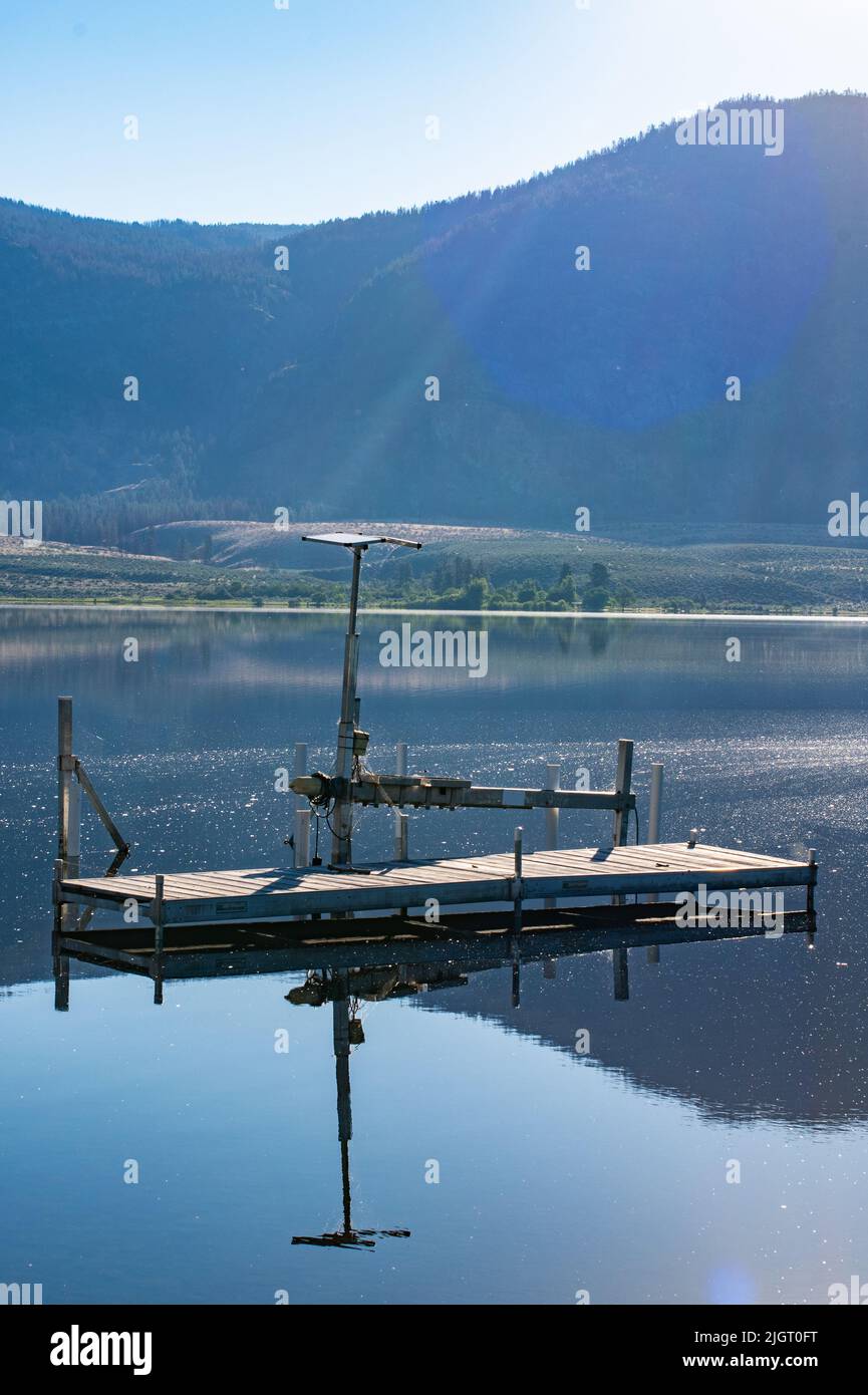 Boat dock in Osoyoos Lake, Osoyoos, British Columbia, Canada Stock ...