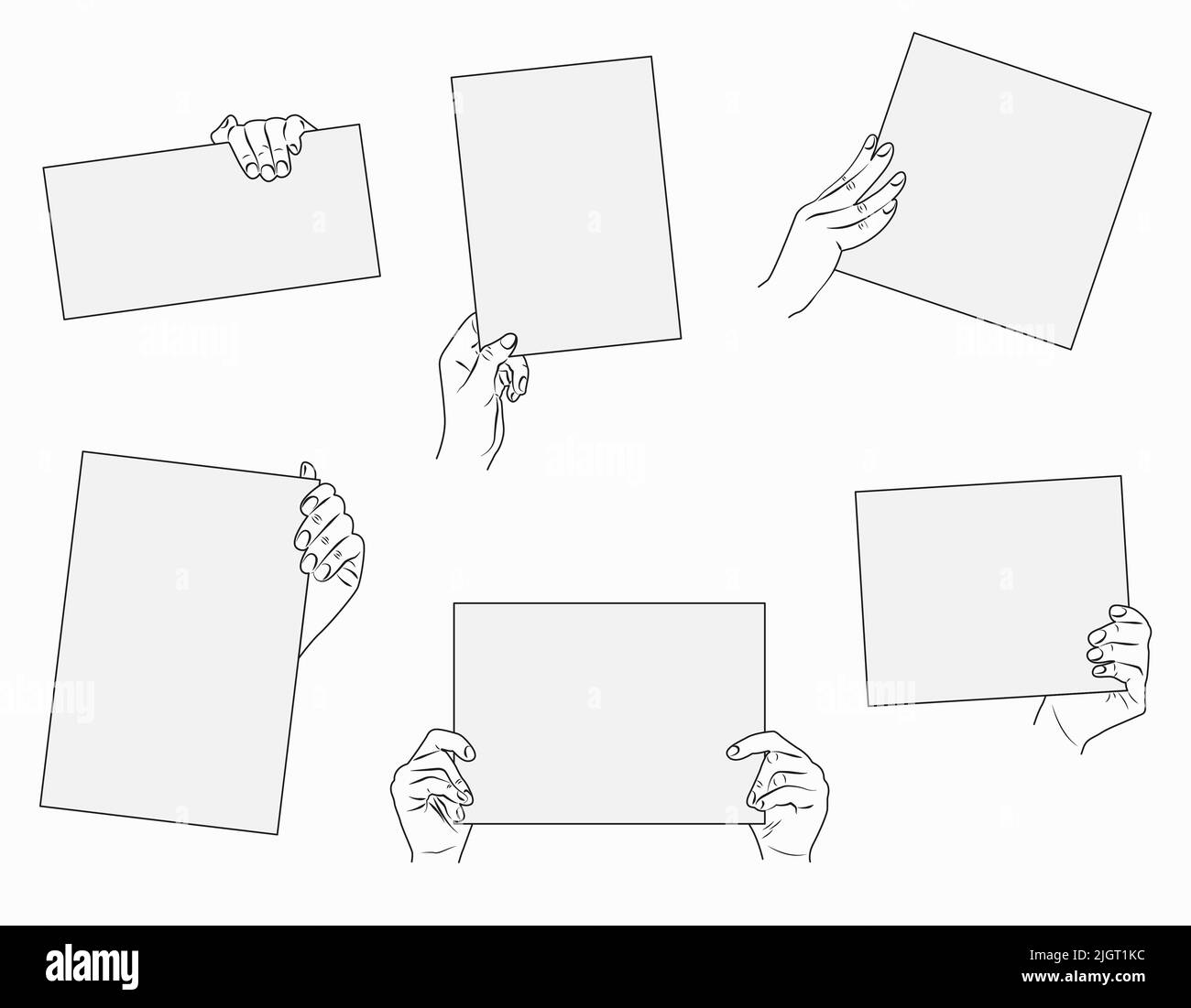 Cartoon hand holding piece paper Cut Out Stock Images & Pictures - Alamy