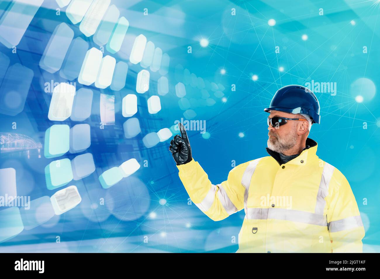 Site engineer surveyor with electronic theodolite in front of ...