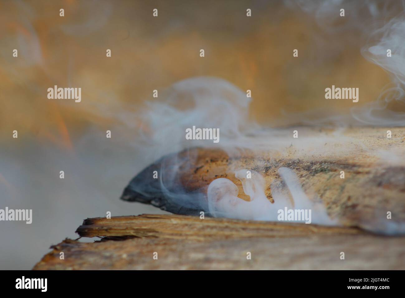 Smoke Burning In Camp Fire Stock Photo - Alamy