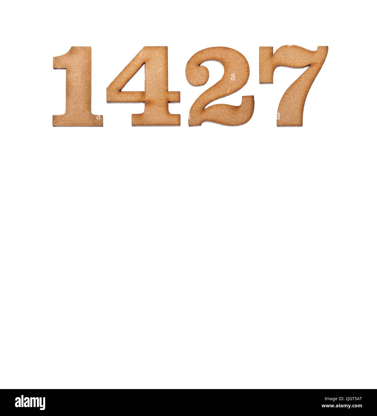 Number 1427 in wood, isolated on white background Stock Photo - Alamy