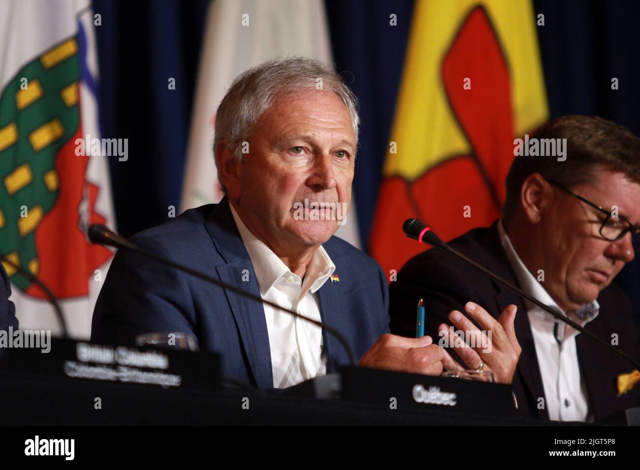 New Brunswick Premier Blaine Higgs responds to a question from the ...