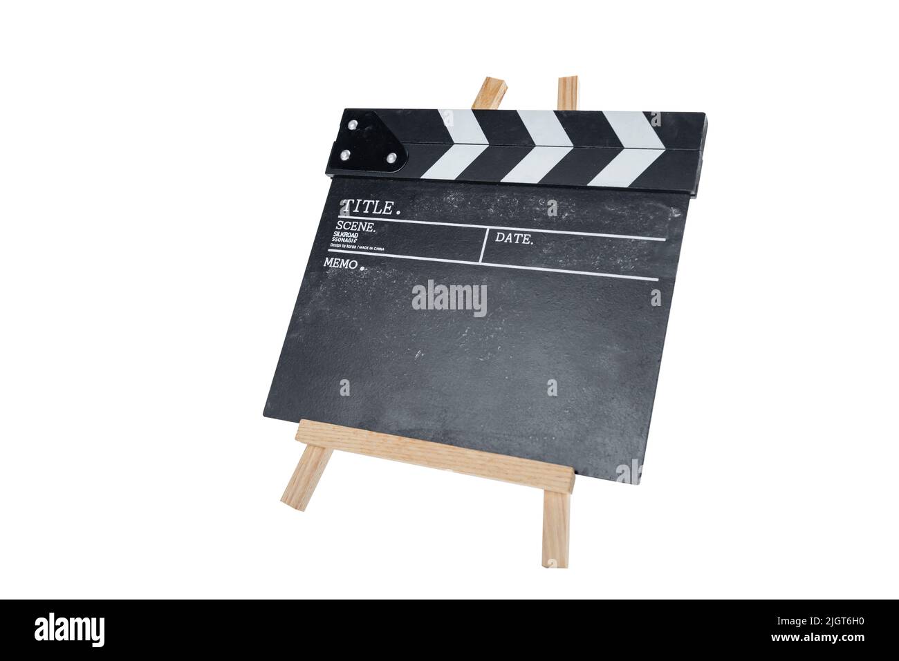 Black clapper board isolated over white background Stock Photo - Alamy