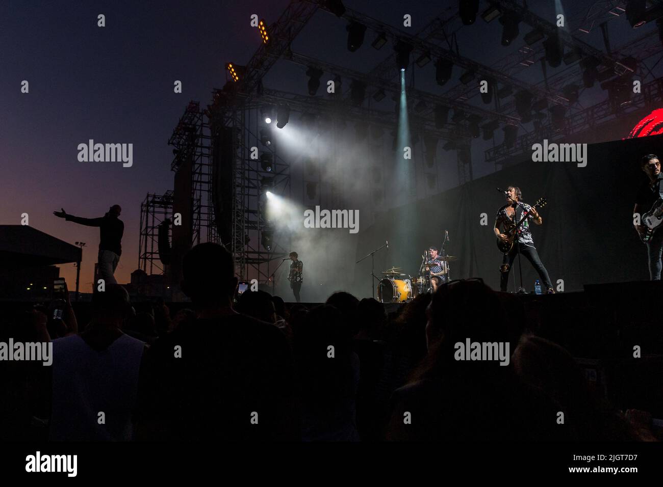 Limassol, Cyprus, Jul. 12, 2022. Minus One, a Cypriot band perform the ...