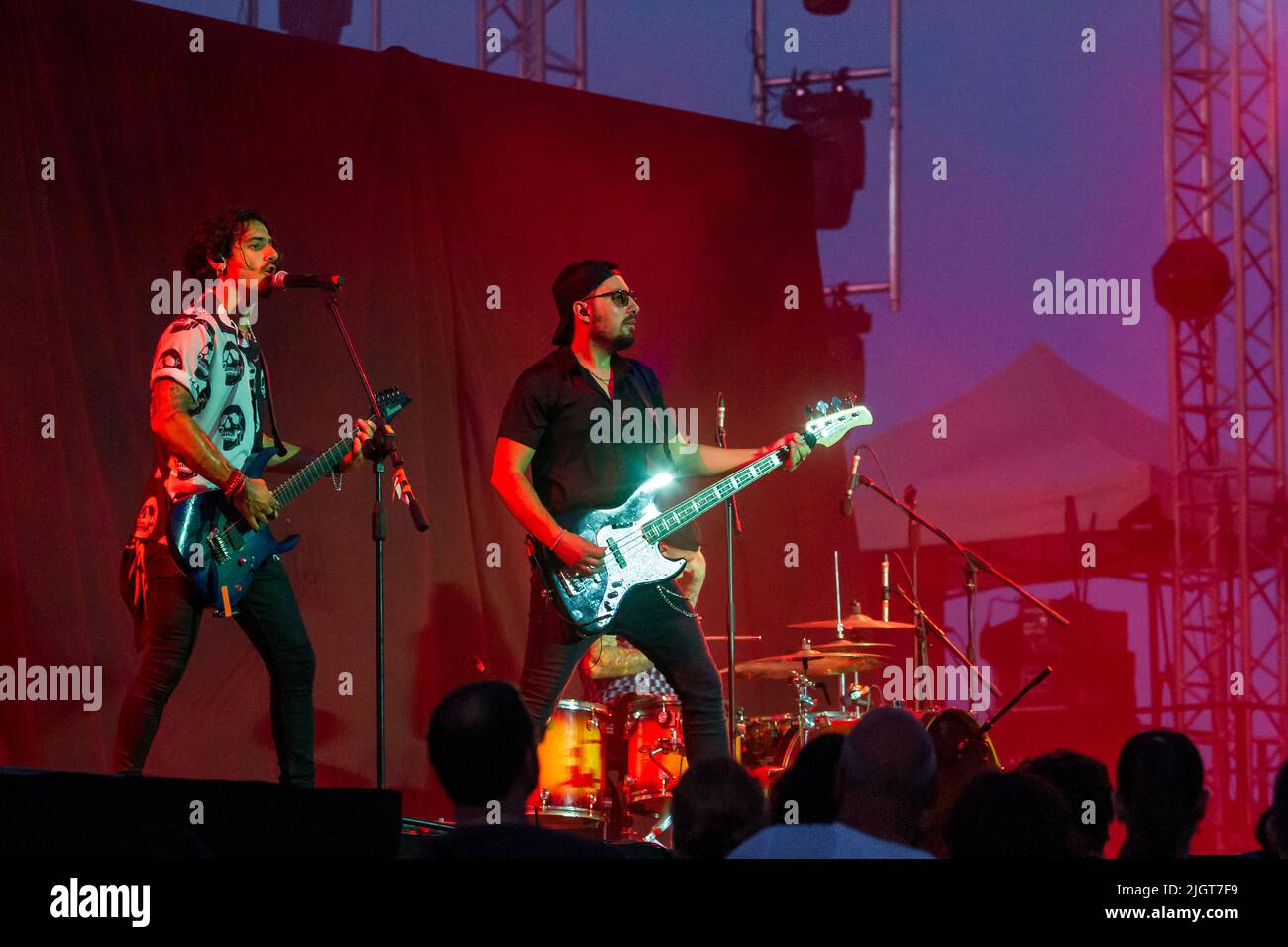 Limassol, Cyprus. 12th July, 2022. Minus One, a Cypriot band perform ...