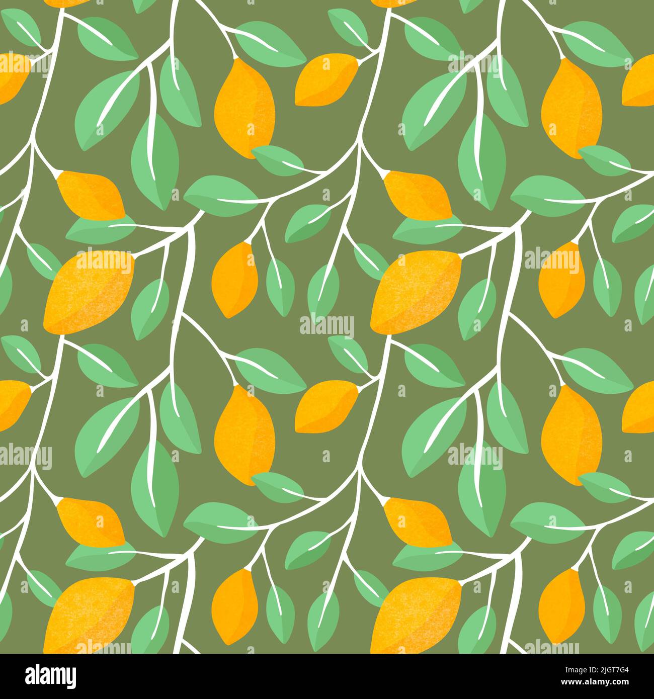Summer citrus seamless lemon and leaves pattern for clothes print and ...