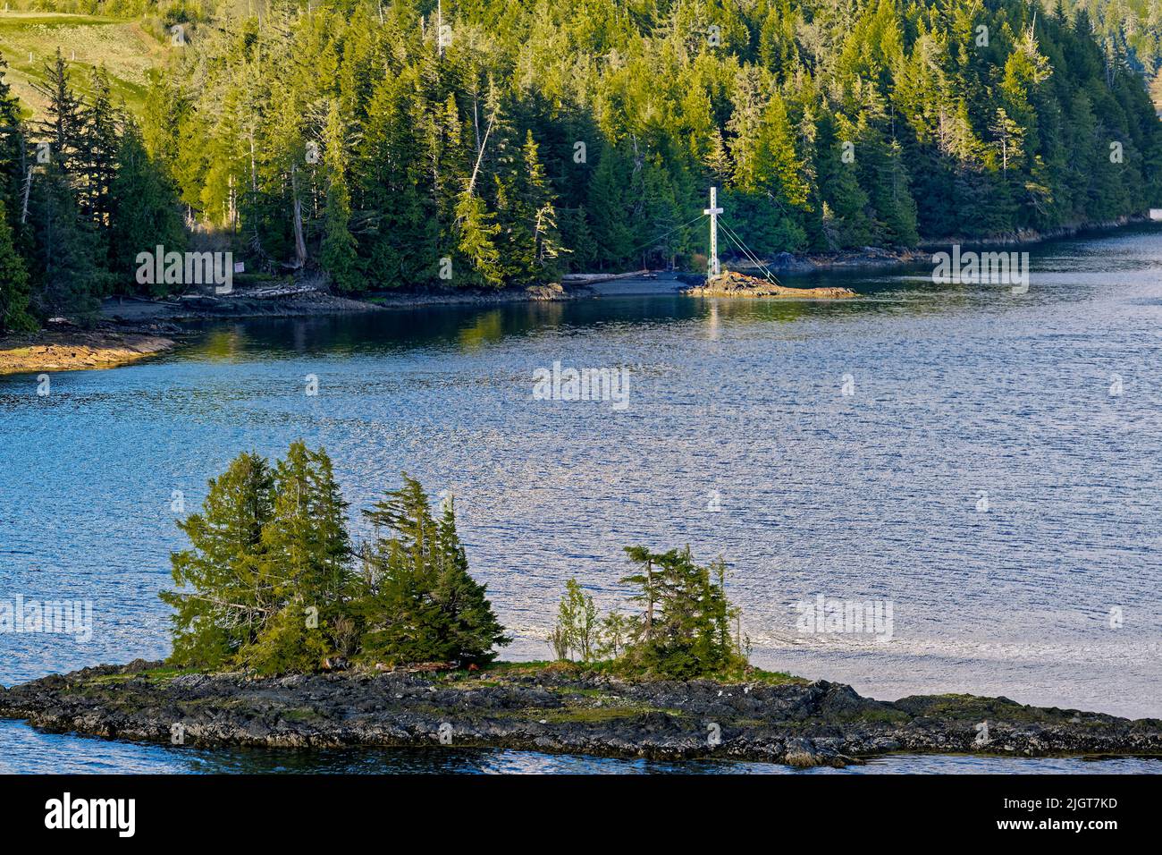 Island and Cross on the Inside Passage Stock Photo - Alamy