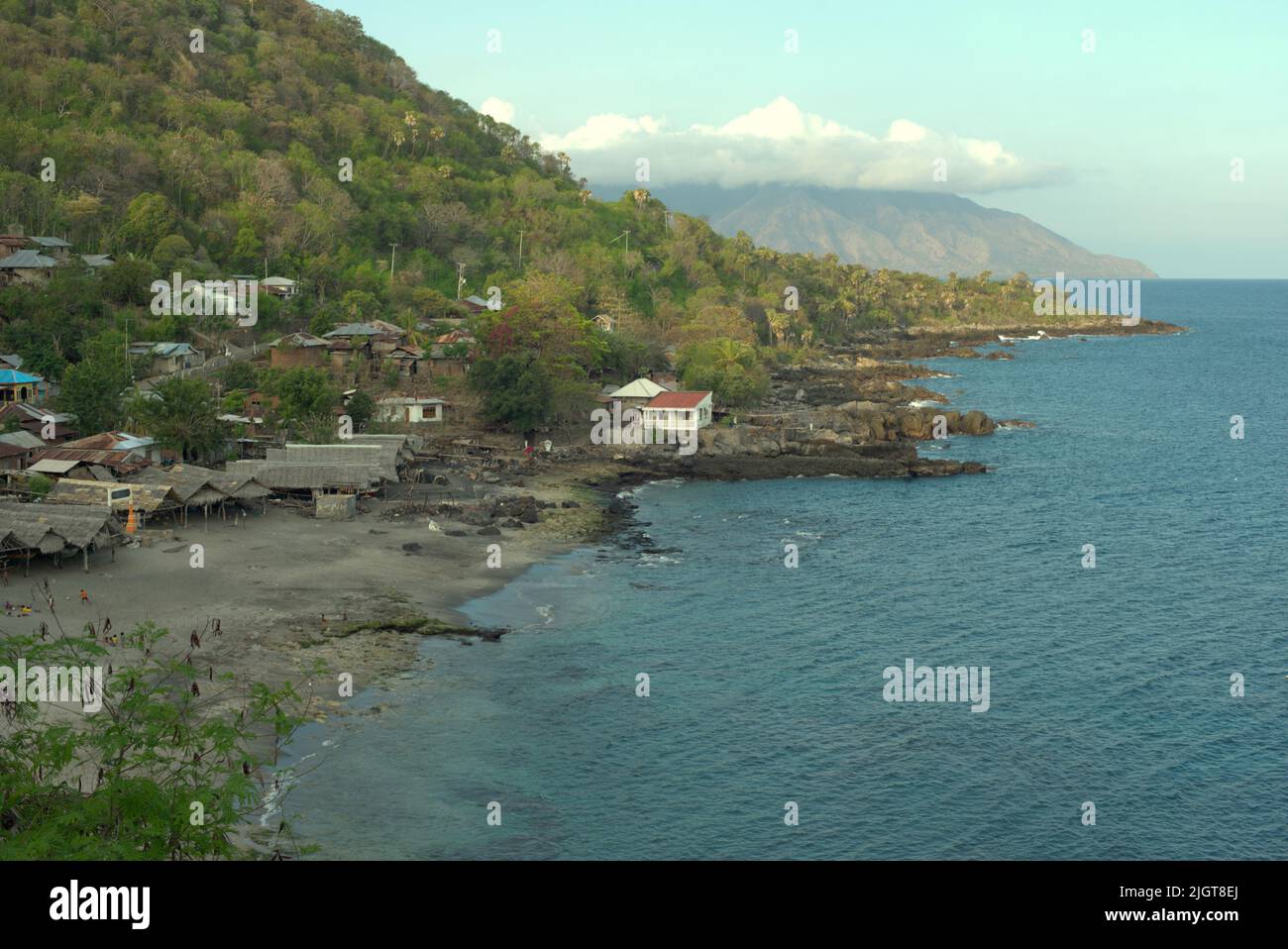 Landscape of traditional whaling village named "Lamalera A", which is ...