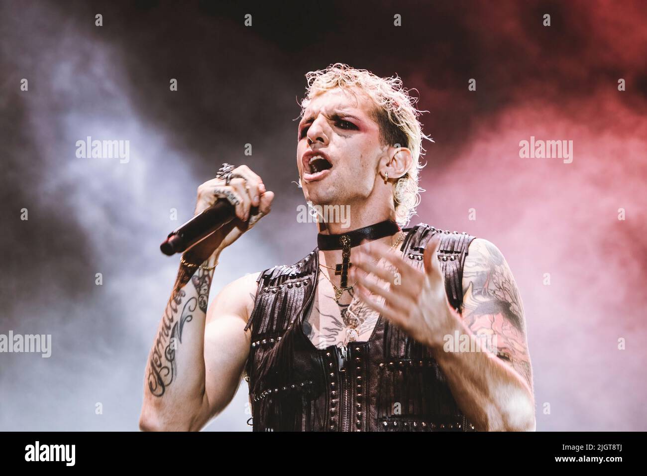 Lauro De Marinis better known as Achille Lauro performs on stage at ...