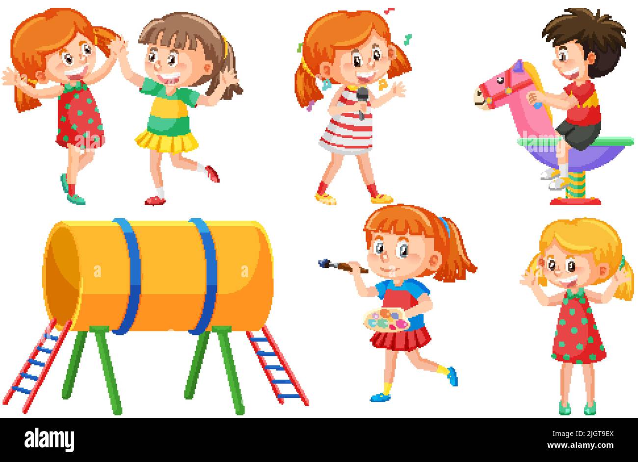 Set of children doing different activities illustration Stock Vector ...