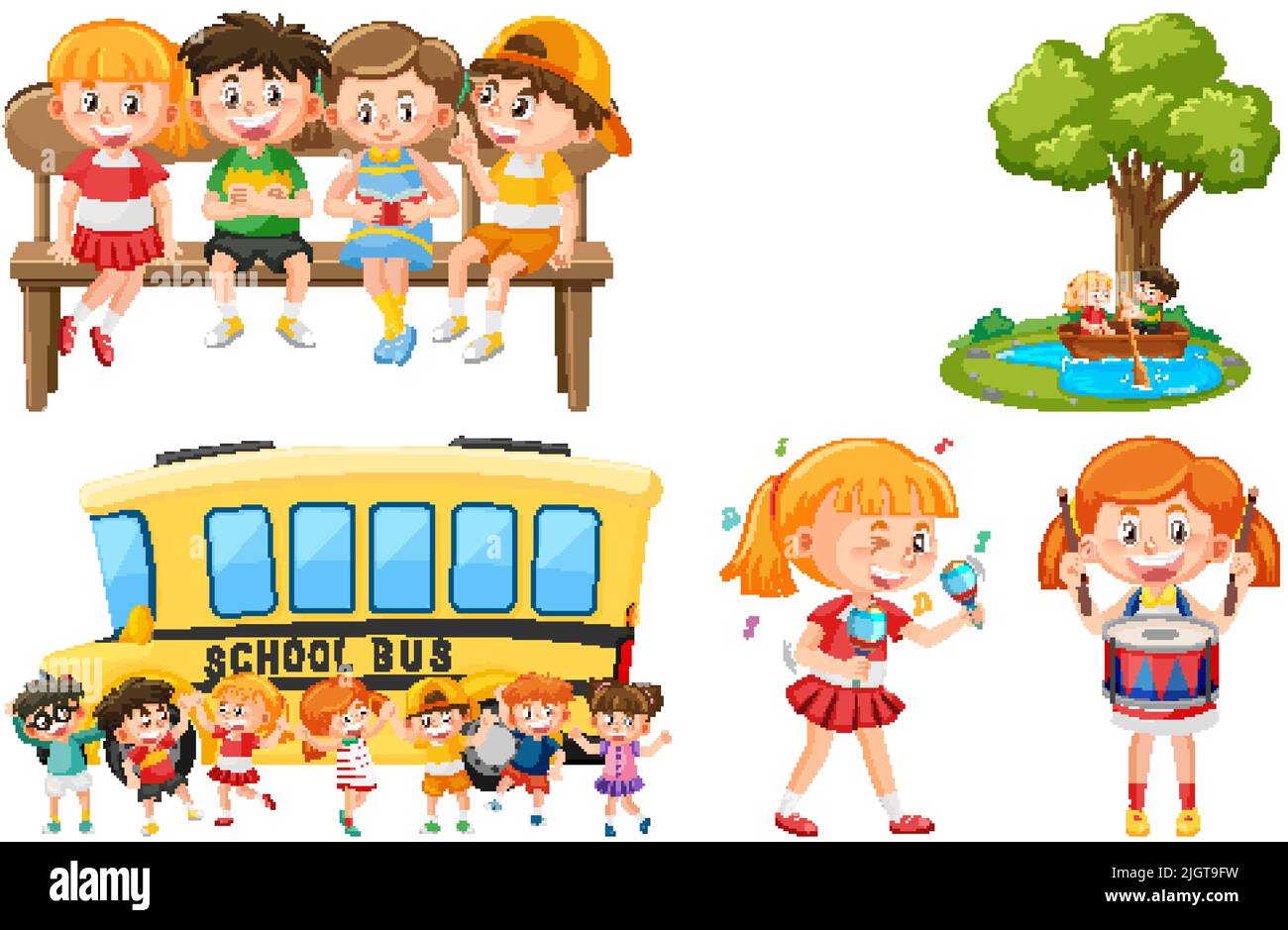 Set of children doing different activities illustration Stock Vector ...