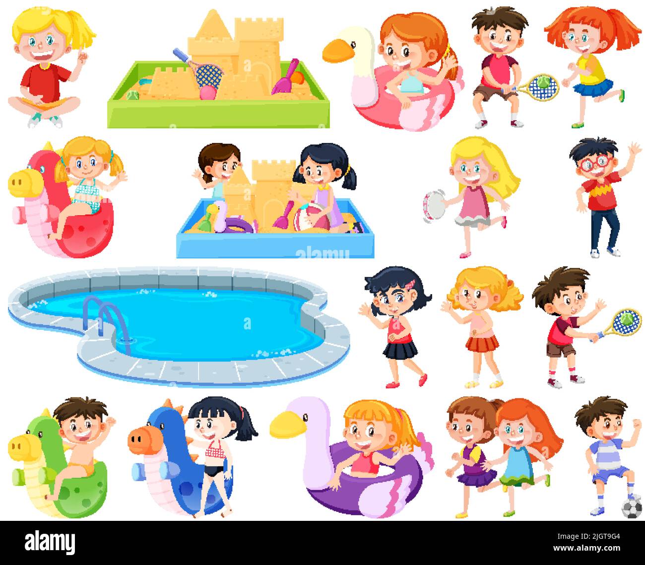 Set of children doing different activities illustration Stock Vector ...