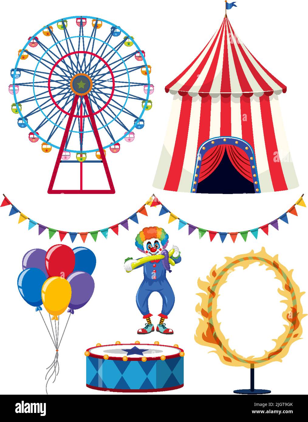 Set of circus element on white background illustration Stock Vector ...
