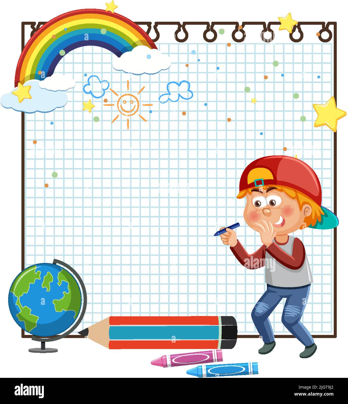 Empty board template with cartoon character illustration Stock Vector ...