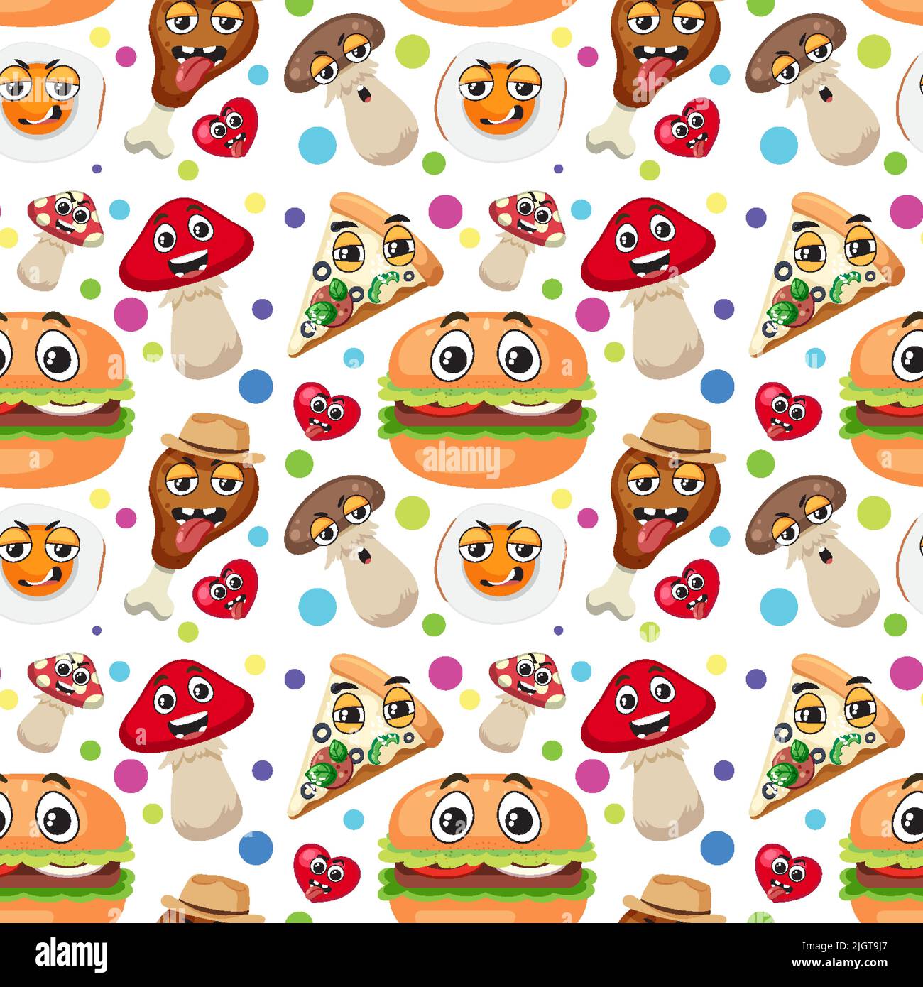 Seamless pattern with cute food theme illustration Stock Vector Image ...